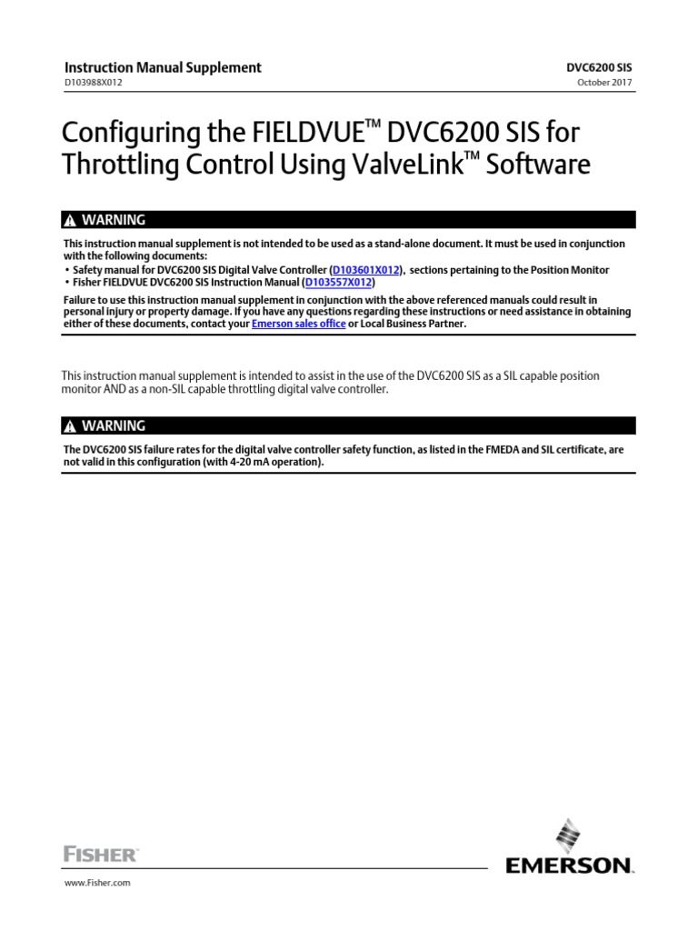 Configuring The Fieldvue Dvc6200 Sis For Throttling Control Using Valvelink Software | PDF ...
