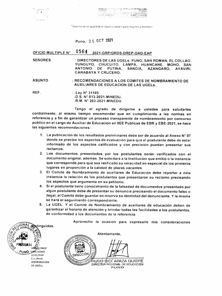 Oficio Multiple 0564 | PDF