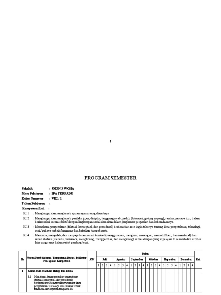 Program Semester-Ipa 8 | PDF