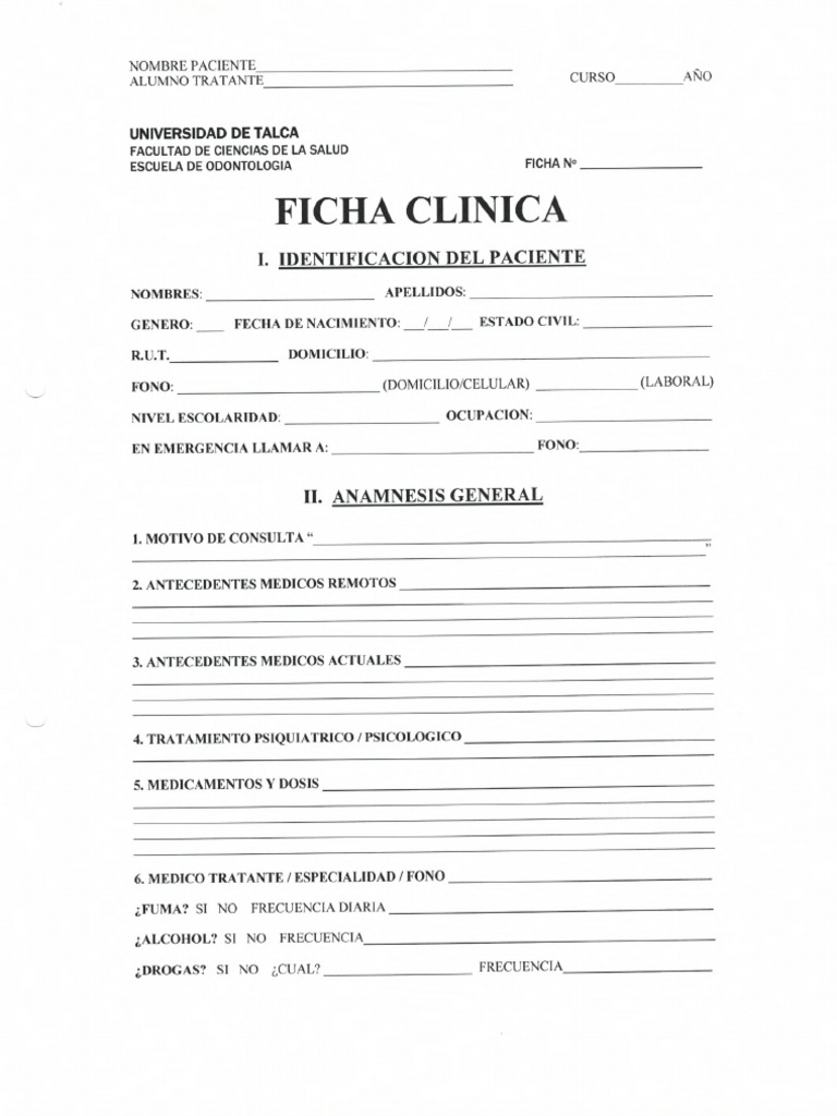 Ficha Clínica Formato | PDF