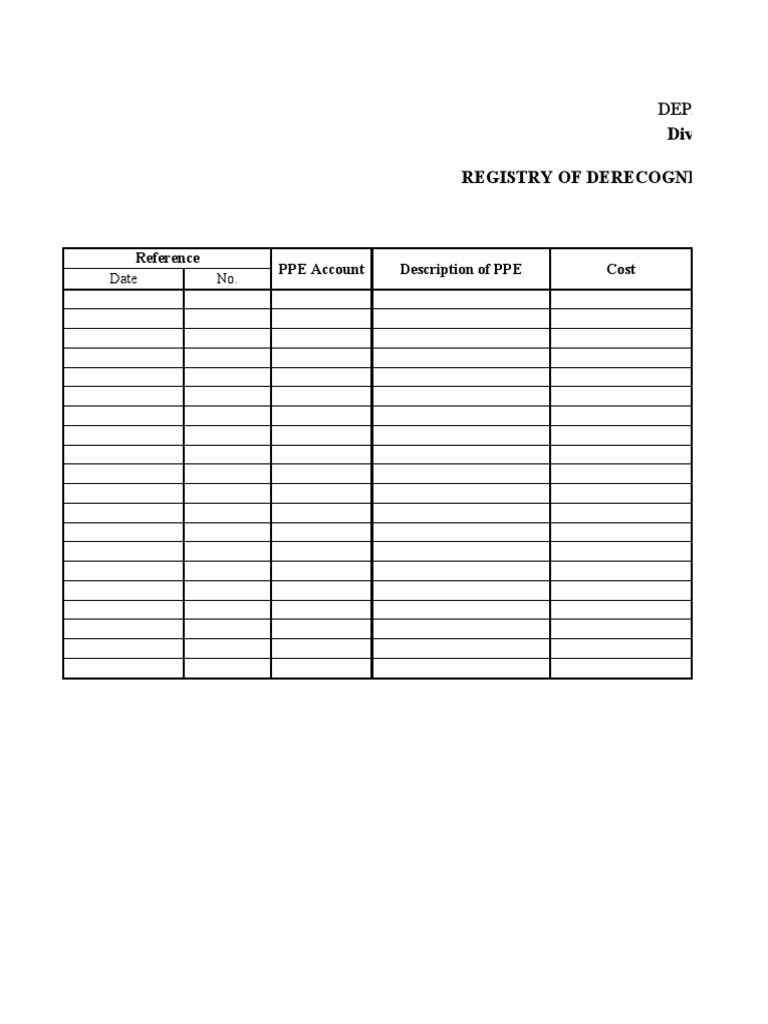 Form D Registry of Derecognized PPEs RDPPE | PDF