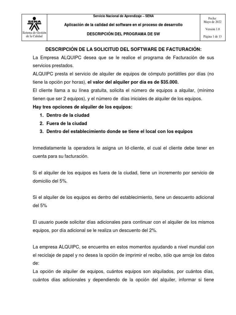 Taller 2 ALQUIPC Fact | PDF | Software | Programa de computadora