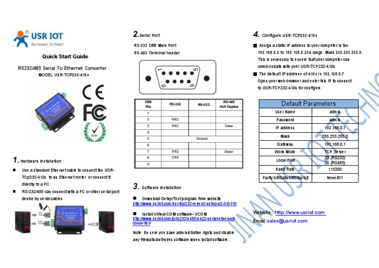 USR-TCP232-410S Quick Start Guide | PDF | Port (Computer Networking) | Computing