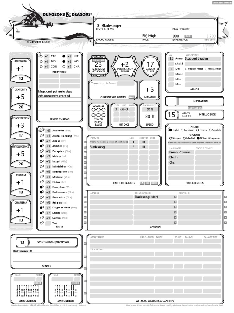 MPMB's Character Record Sheet (v13.1.0) (Printer Friendly - Redesign) Erevan | Download Free PDF ...