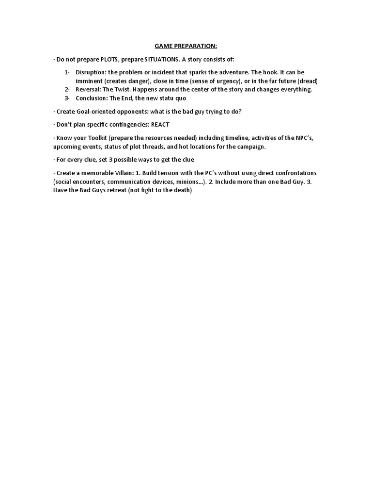 Game Preparation | PDF