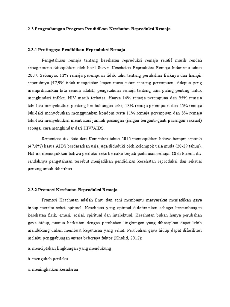 Pengembangan Program Pendidikan Kesehatan Remaja | PDF | Ilmu Sosial ...