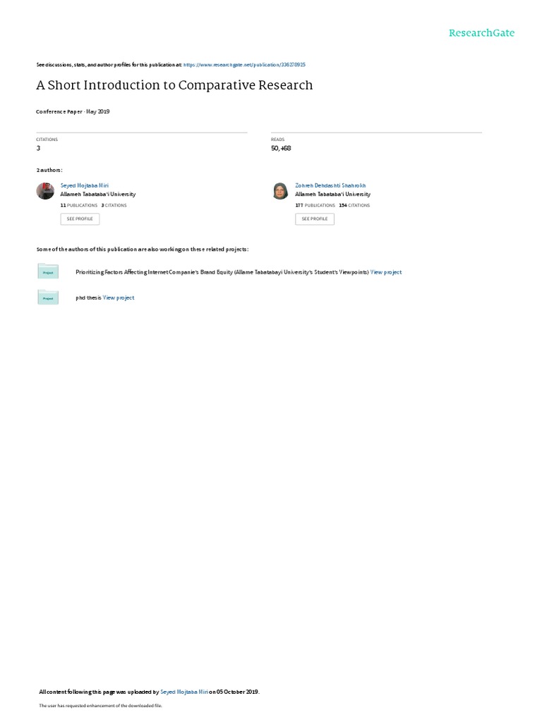 A Short Introduction To Comparative Research: Conference Paper | PDF ...