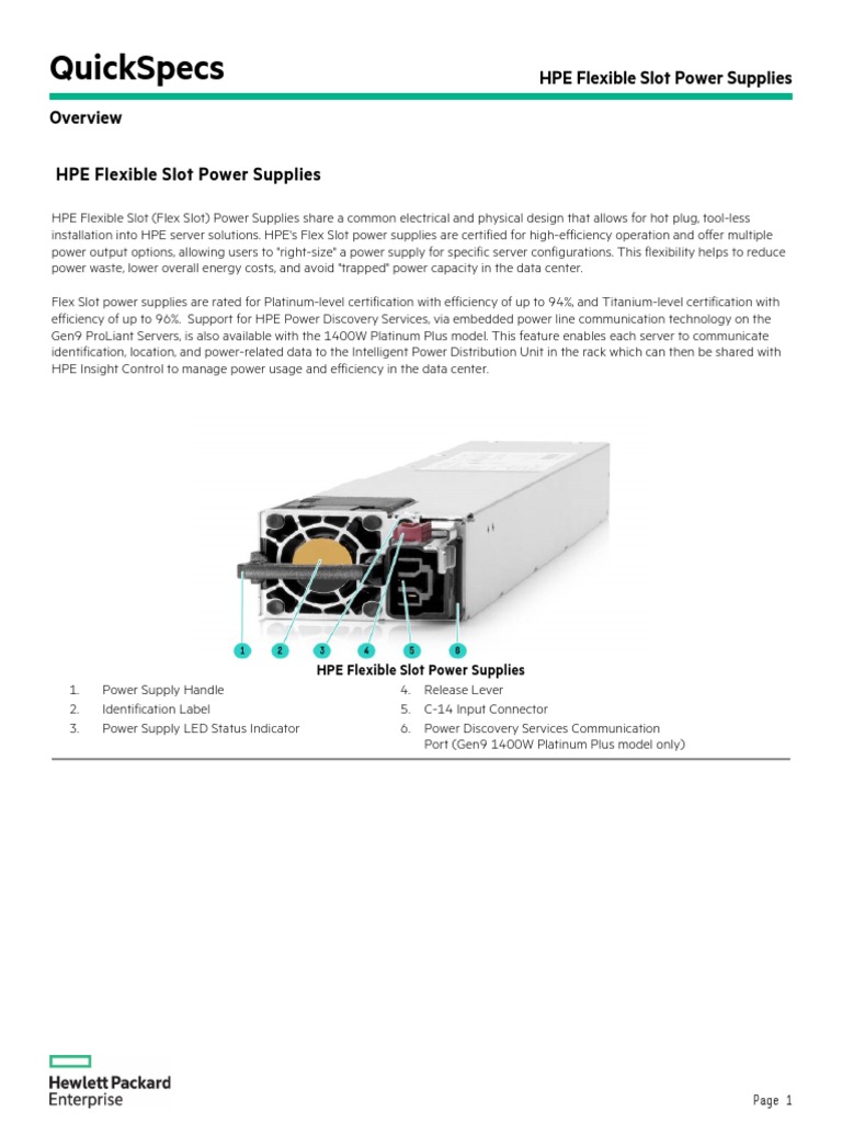 Hpe Flexible Slot Power Supplies Pdf Power Supply Data Center