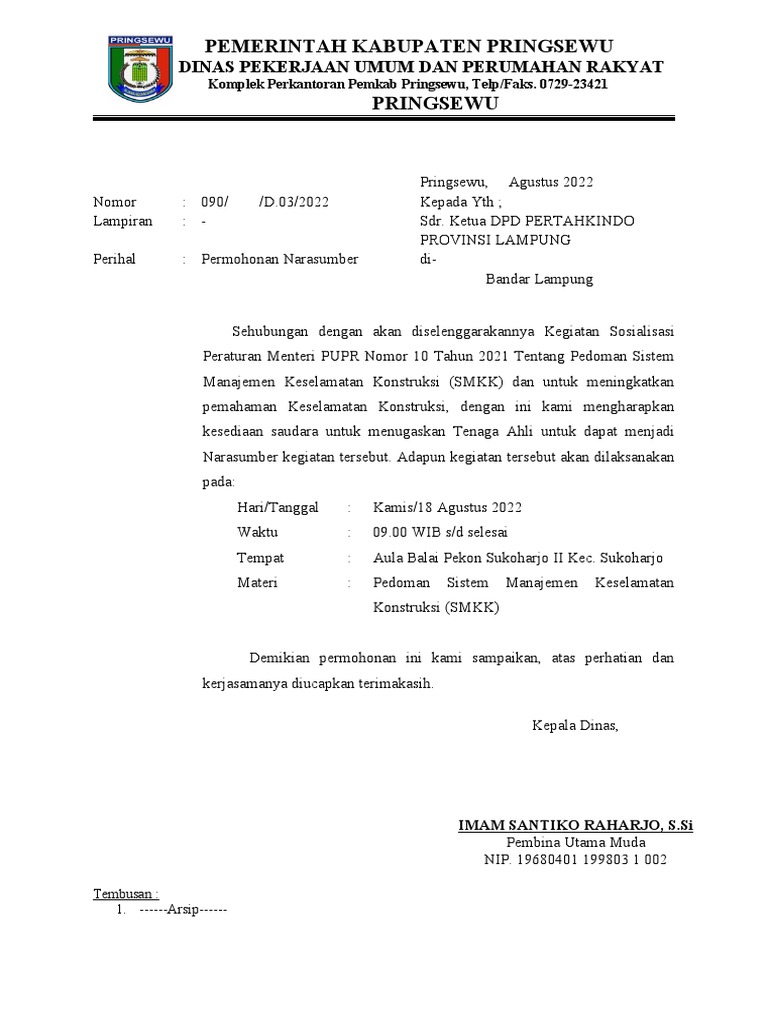 Undangan Permohonan Narasumber | PDF