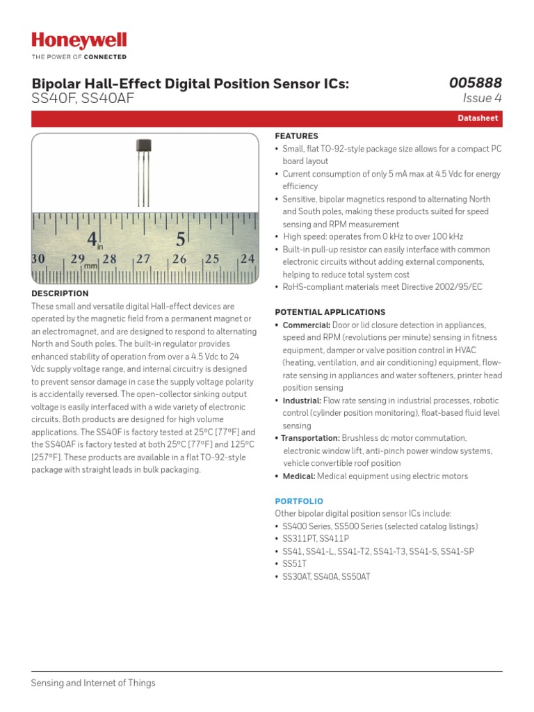 Ss40F, Ss40Af: Bipolar Hall-Effect Digital Position Sensor Ics | PDF ...