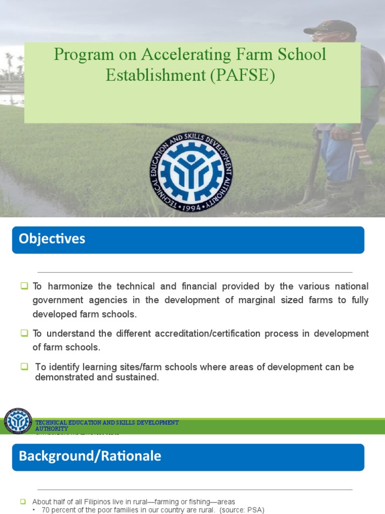 Program On Accelerating Farm School Establishment (PAFSE) | PDF ...