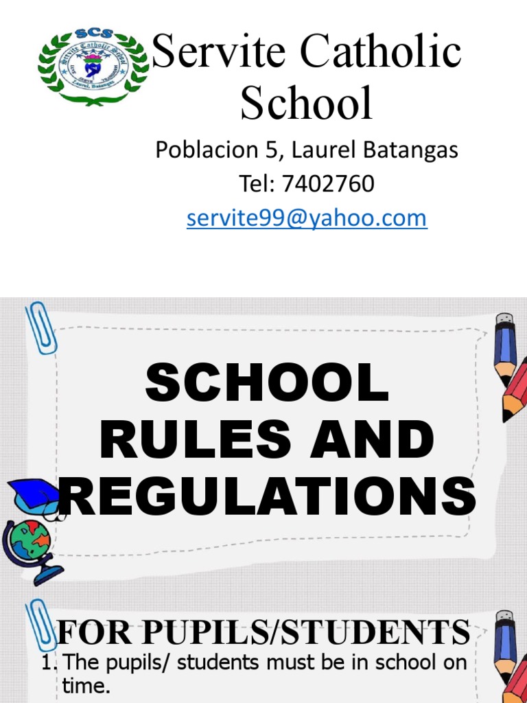 Servite School Rules and Regulations | PDF | Wellness
