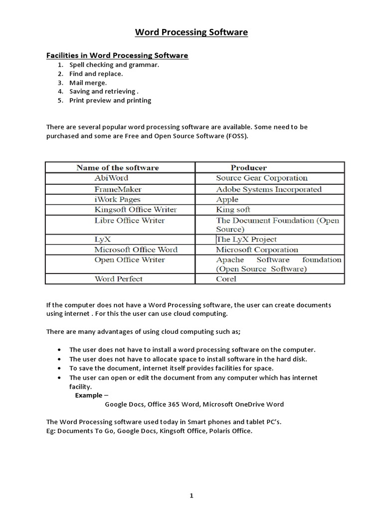 Word Processing Software Overview | PDF | Word Processor | Microsoft Word