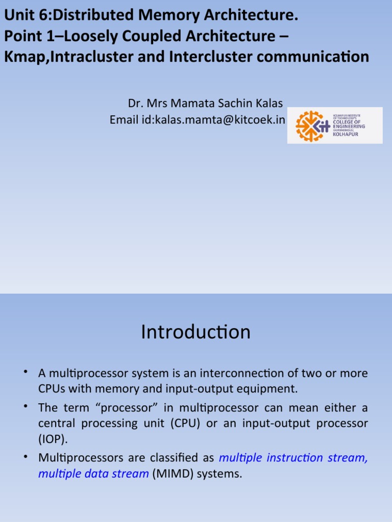 An Overview of Distributed Memory Architecture in a Loosely Coupled Multiprocessor System | PDF ...