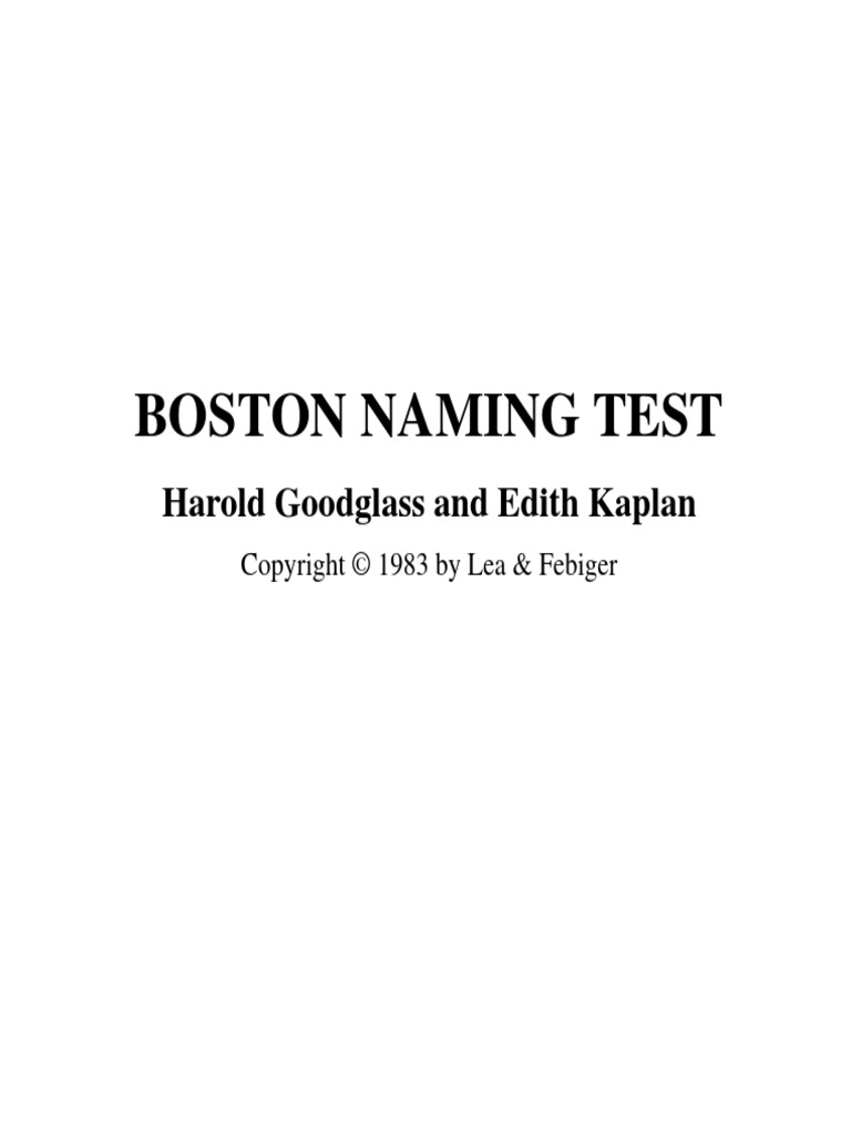 Boston Naming Test (Brasil.) | PDF