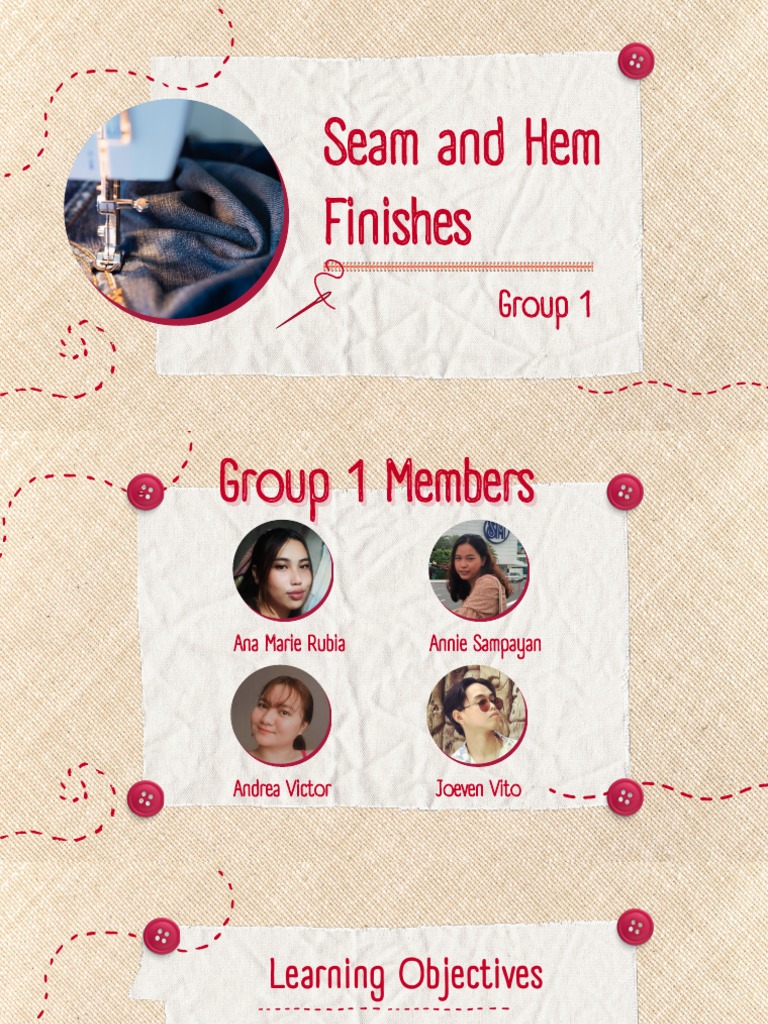 Group 1 Seam and Hem Finishes | PDF | Seam (Sewing) | Sewing