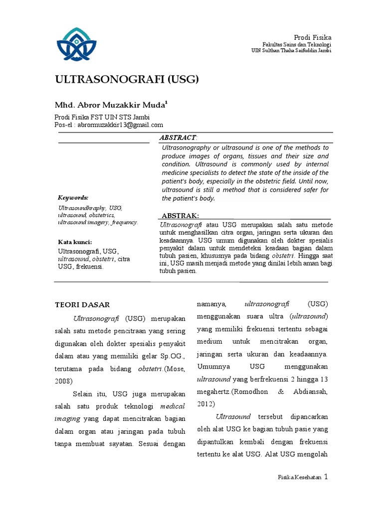 Ultrasonografi (Usg) : Mhd. Abror Muzakkir Muda | PDF | Pengembangan Diri | Kesehatan Holistik