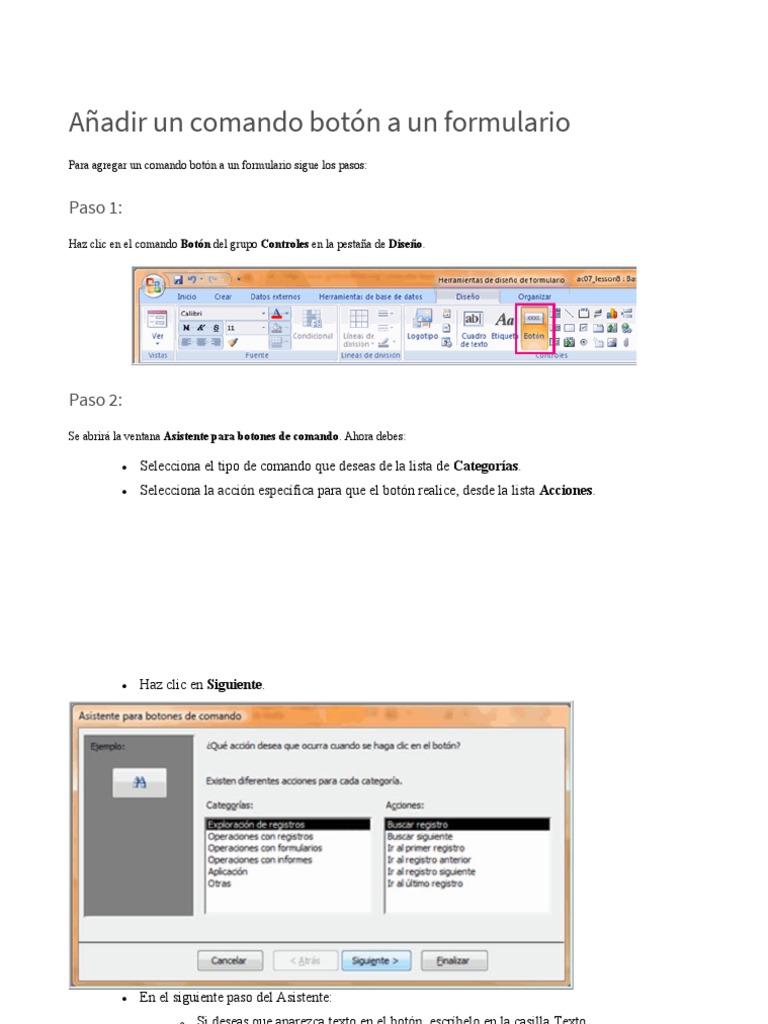 Añadir Un Comando Botón A Un Formulario | PDF | Ventana (informática ...