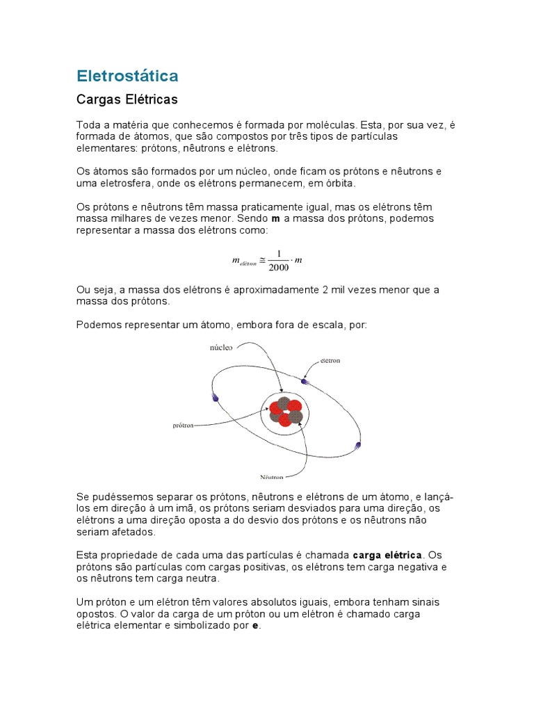 Cargas Elétricas e Campo Elétrico | PDF | Carga elétrica | Magnetismo