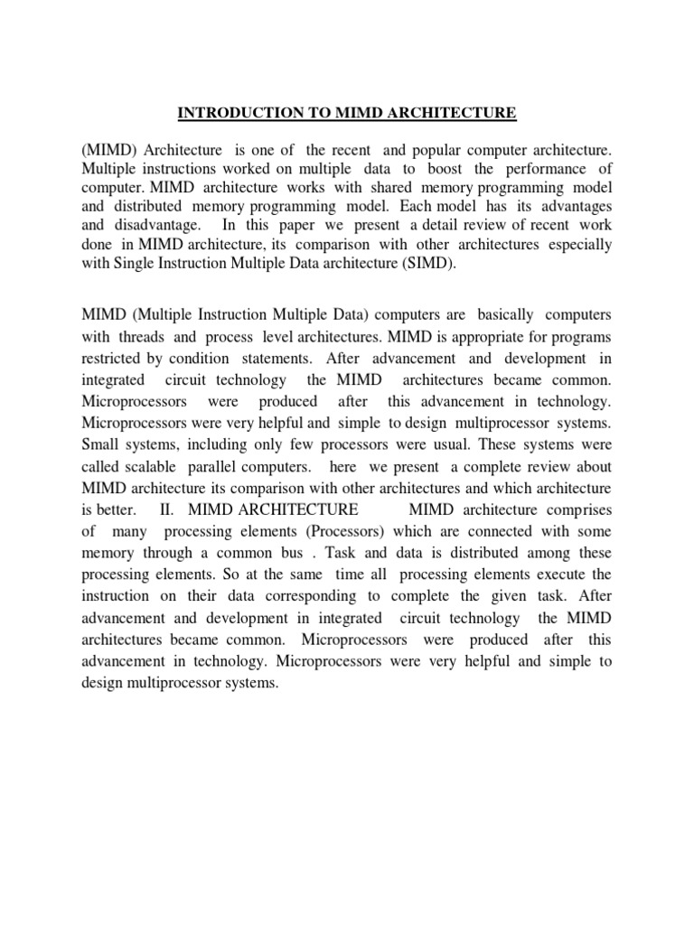 SIMD Vs MIMD With Memory Models | PDF | Operating System Technology | Classes Of Computers