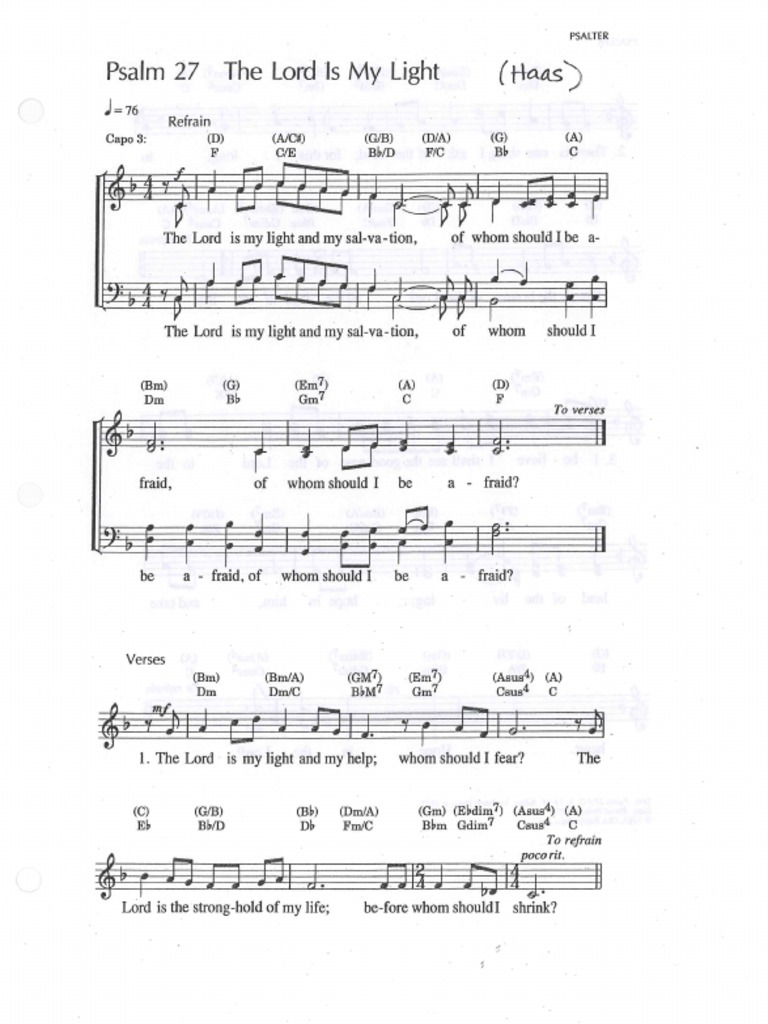 Psalm 27 The Lord Is My Light Haas | PDF