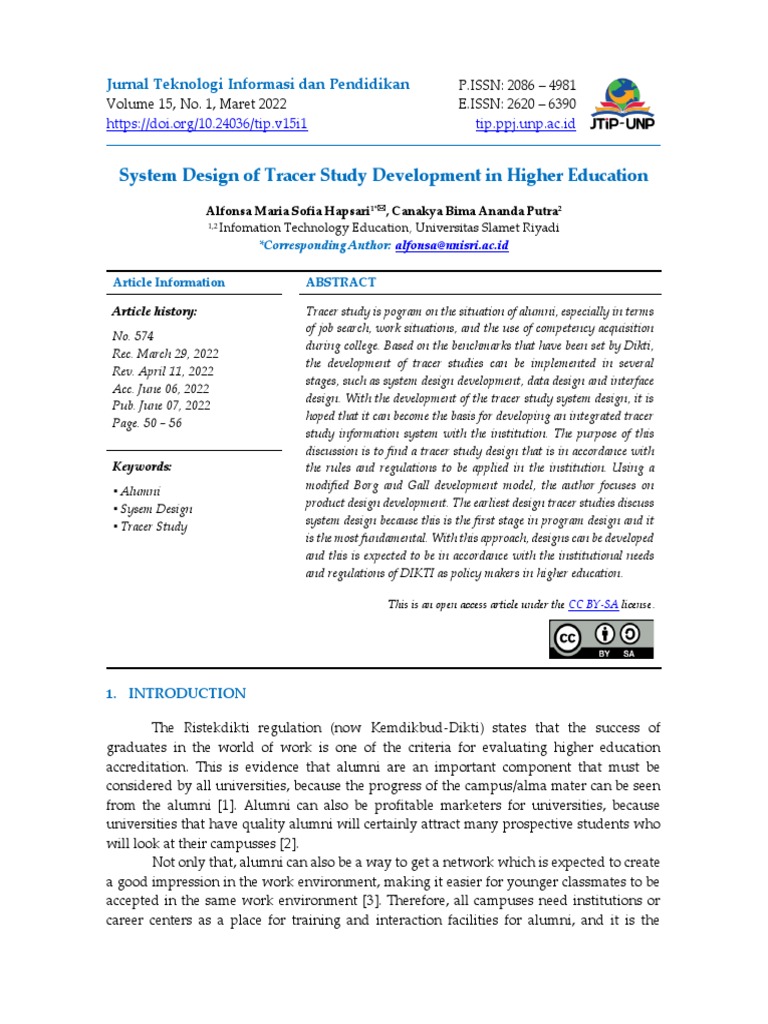System Design of Tracer Study Development in Higher Education | PDF ...