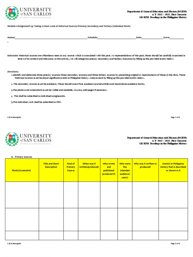 (3) Module I-Assignment 03- Taking a Closer Look at Historical Sources ...