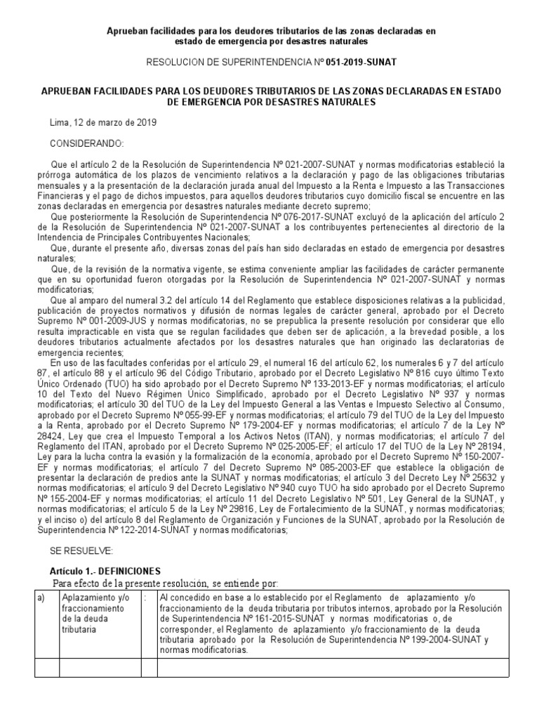 Resolucion Superintendencia 051-2019-Sunat | PDF | Impuestos | Impuesto sobre la renta