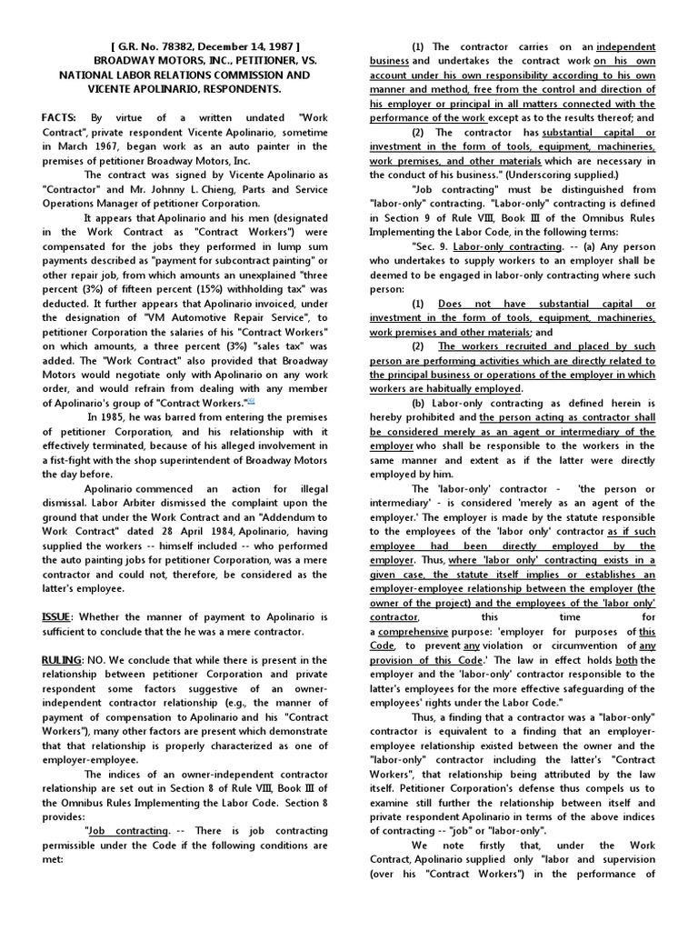 Labor-only contracting established | PDF | Employment | Economies