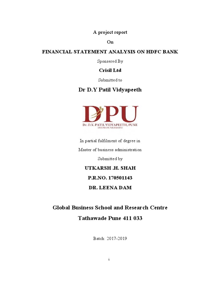Financial Statement Analysis On HDFC Bank | PDF | Balance Sheet ...