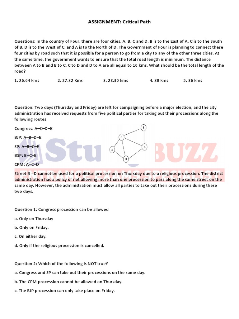 ASSIGNMENT: Critical Path | PDF | Traffic | Road