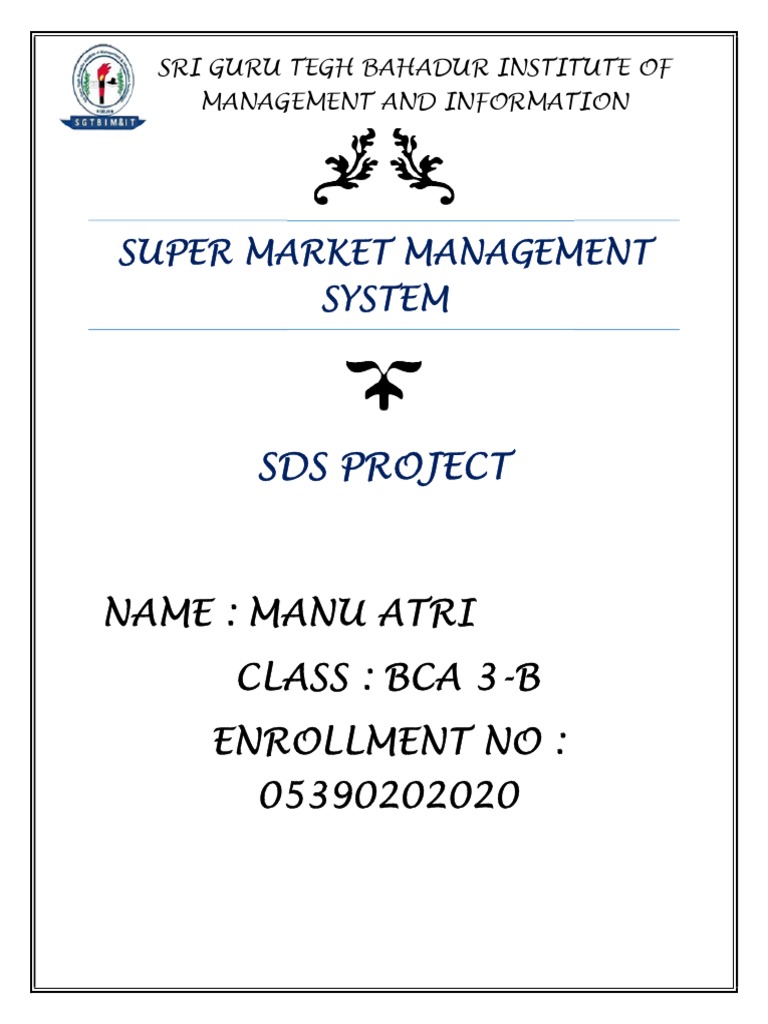 Super Market Management System Project (Manu Atri) | PDF | Databases | Sales