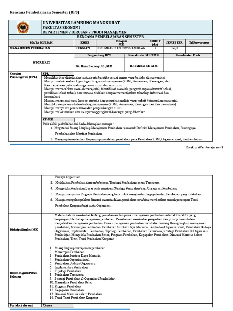 RPS Man. Perubahan | PDF