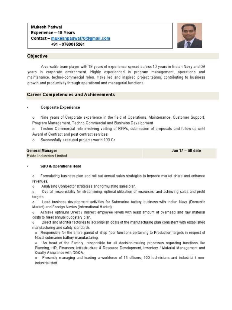 Mukesh_Padwal_CV | PDF | Sales | Submarines