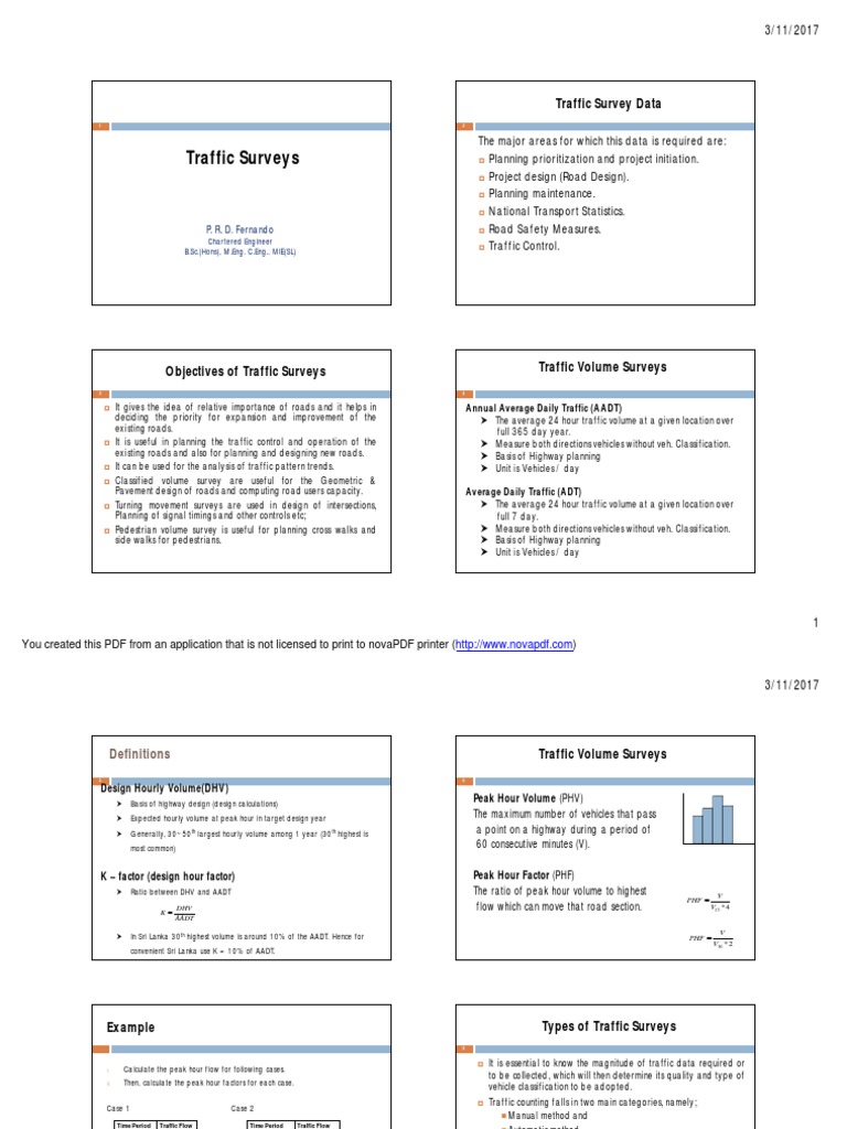 Traffic Survey Methods and Data Analysis | PDF | Truck | Traffic