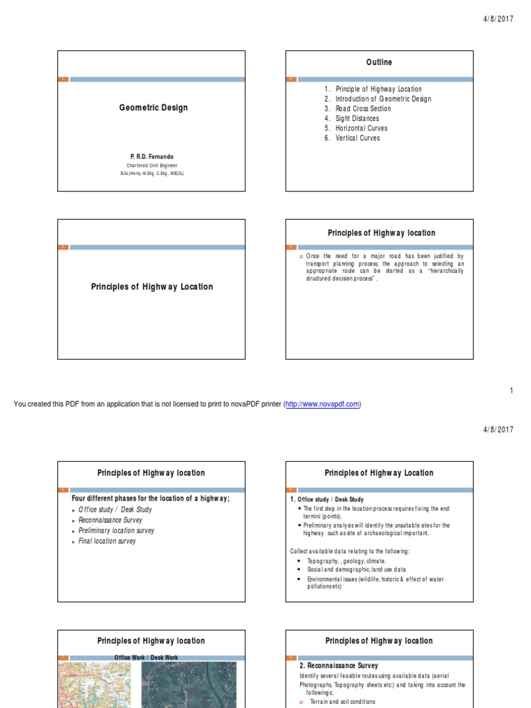 Principles of Highway Location and Geometric Design | PDF | Road | Traffic