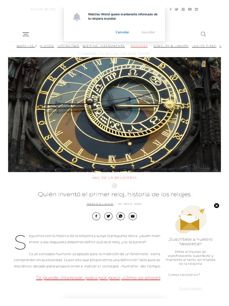 Historia y evolución del reloj | PDF | Reloj | Science