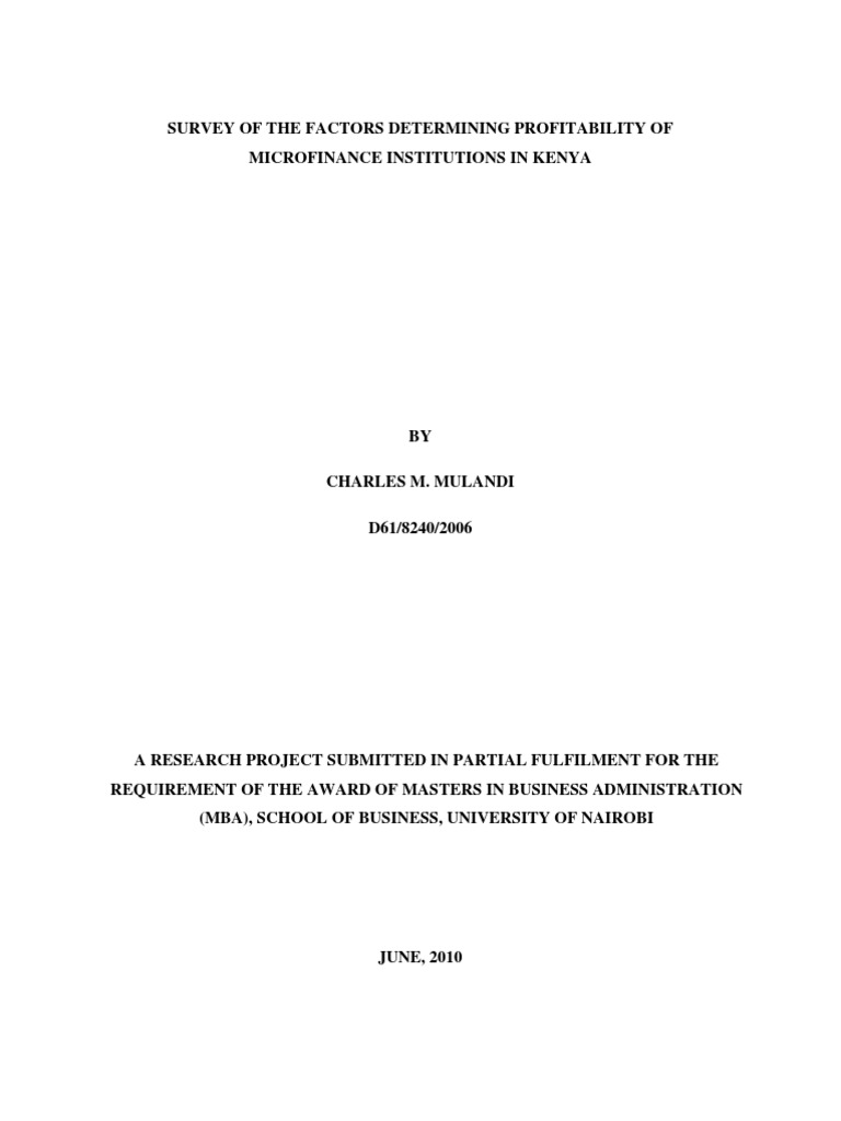 Mulandi Charles M - Survey of The Factors Determining Profitability of ...