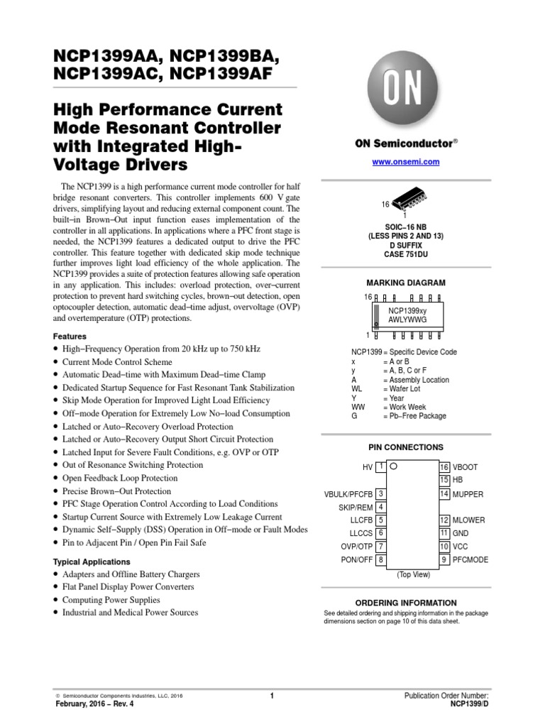 NCP1399AA, NCP1399BA, NCP1399AC, NCP1399AF High Performance Current ...