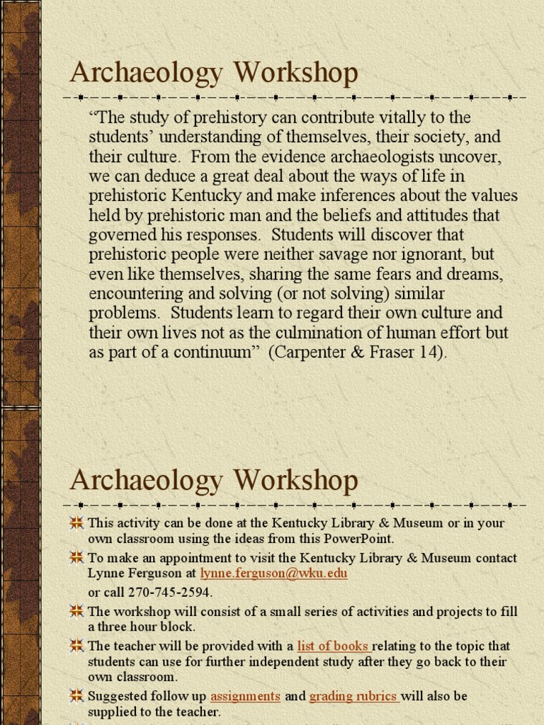Archaeology Workshop | PDF | Archaeology | Artifact (Archaeology)