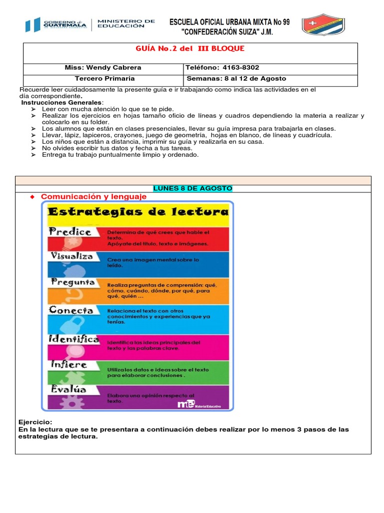 Guia 2 Bloque 3 Suiza 3ero Primaria | PDF