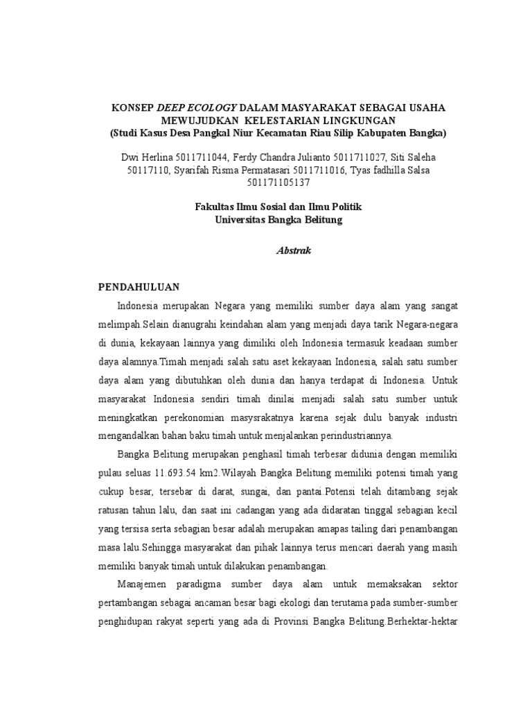 Konsep Deep Ecologi Dalam Masyarakat Sebagai Usaha Mewujudkan ... Konsep Deep Ecologi Dalam Masyarakat Sebagai Usaha Mewujudkan ...