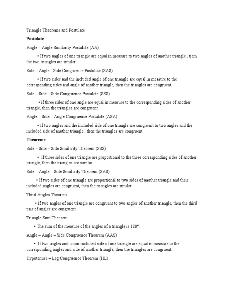 Triangle Theorems and Postulates Guide | PDF | Triangle | Circle