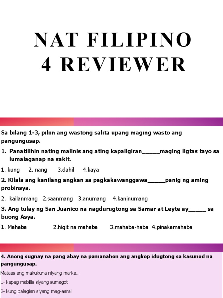 Nat Filipino 4 Reviewer | PDF