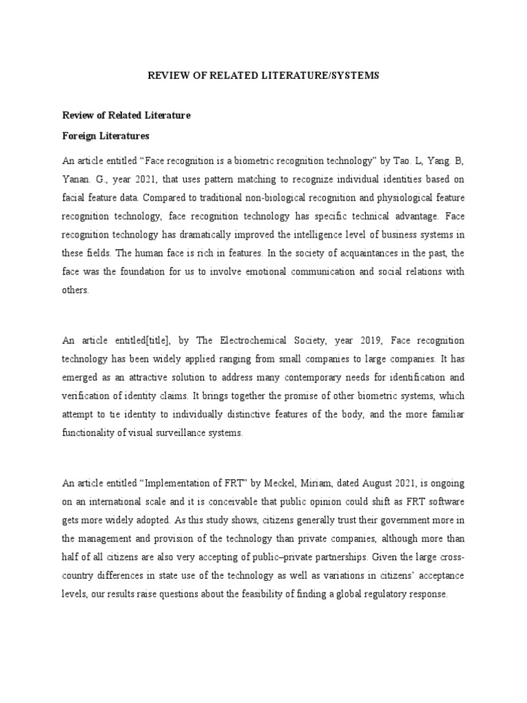 Review-of-related-literature-FR-SYSTEM | PDF | Biometrics | Deep Learning