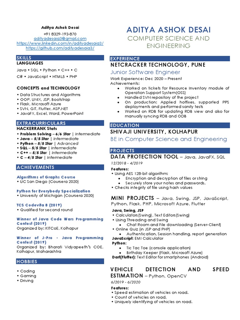 Aditya Ashok Desai: Computer Science and Engineering | PDF | Java ... Aditya Ashok Desai: Computer Science and Engineering | PDF | Java ...