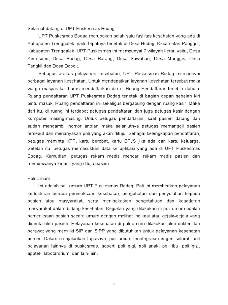 Selamat Datang Di UPT Puskesmas Bodag | PDF