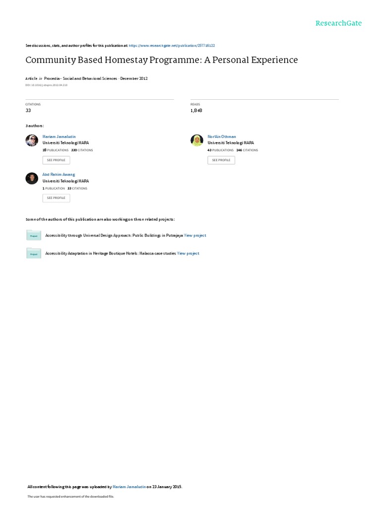 Community Based Homestay Programme A Personal Expe | PDF | Tourism ...