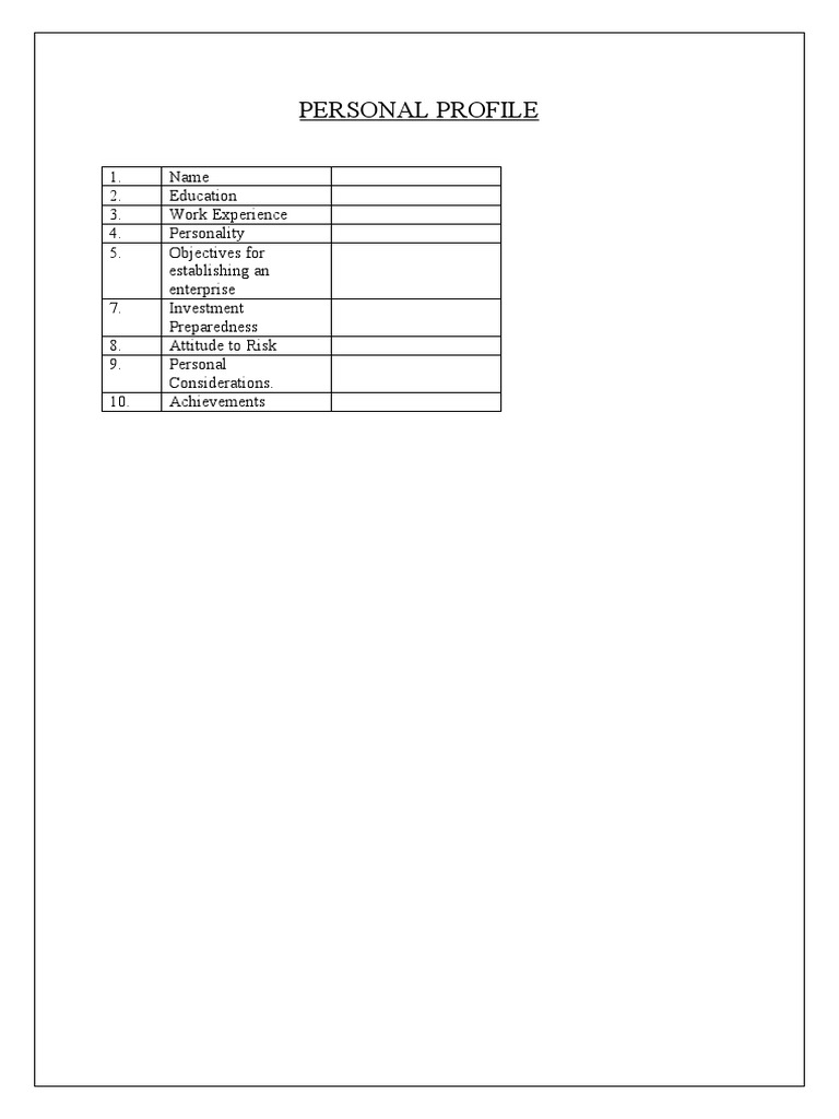 Personal Profile Format | PDF
