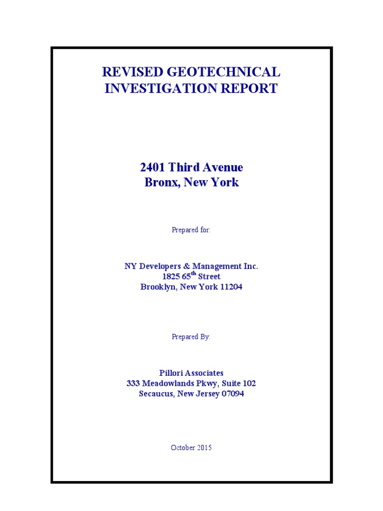Revised Geotechnical Report for Bronx Site | PDF | Deep Foundation ...